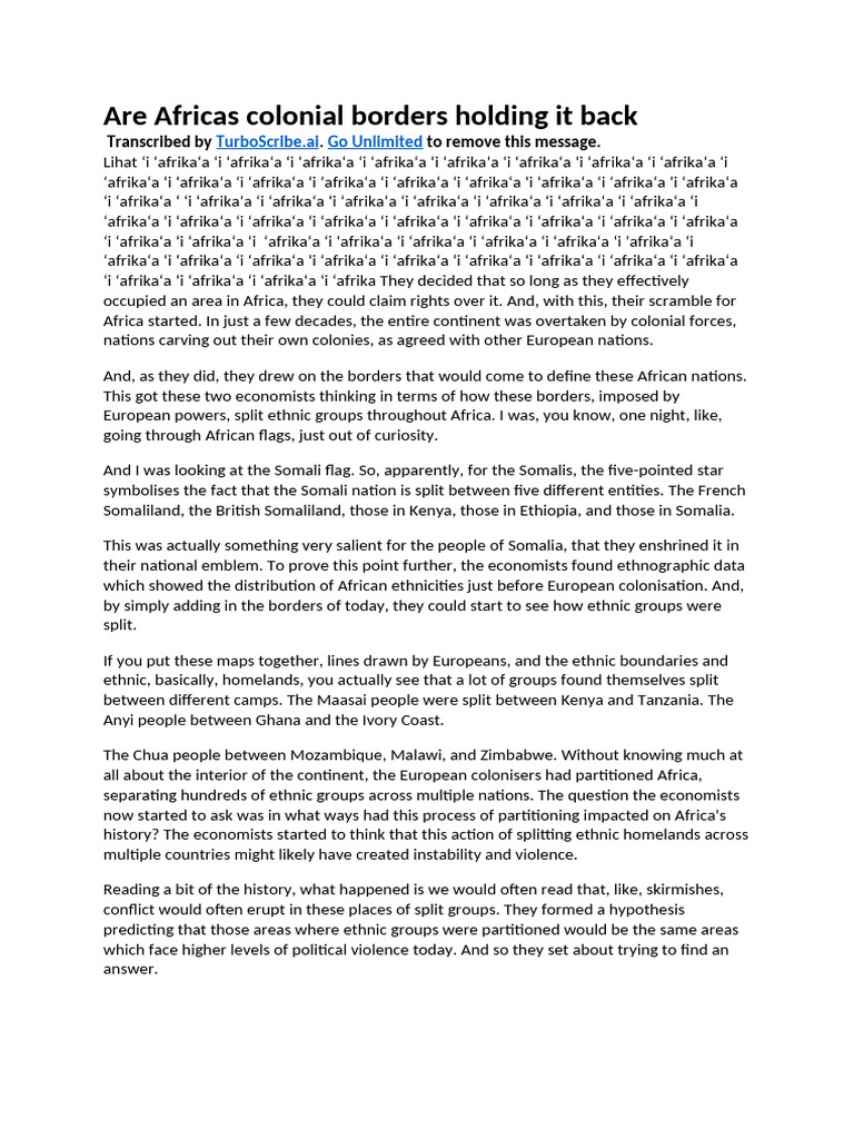 Are Africas Colonial Borders Holding It Back | PDF | Somalia | Africa