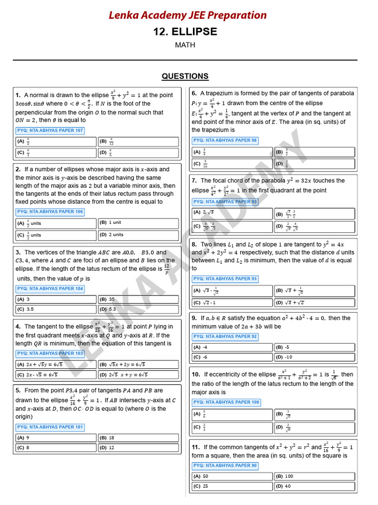 12. Ellipse - Print Ready | PDF | Ellipse | Elementary Geometry