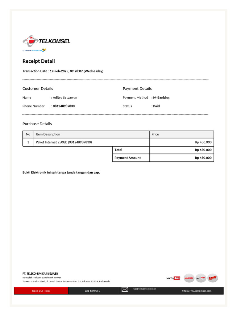 Internet Paket Receipt Details | PDF | Services (Economics) | Money