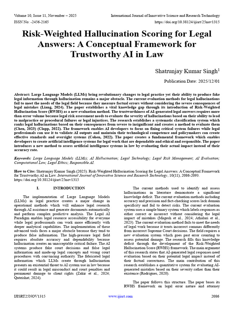 Risk-Weighted Hallucination Scoring for Legal Answers: A Conceptual ...