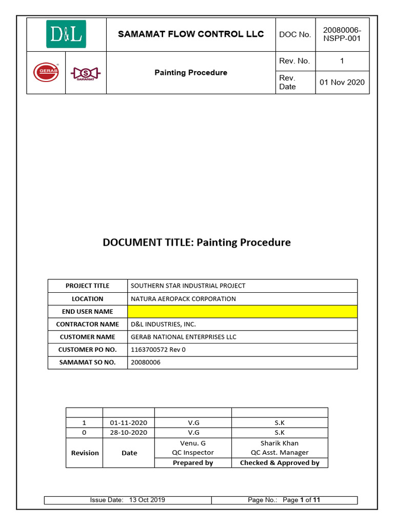 20080006-NSPP-001 Rev 1 | PDF | Paint | Stainless Steel