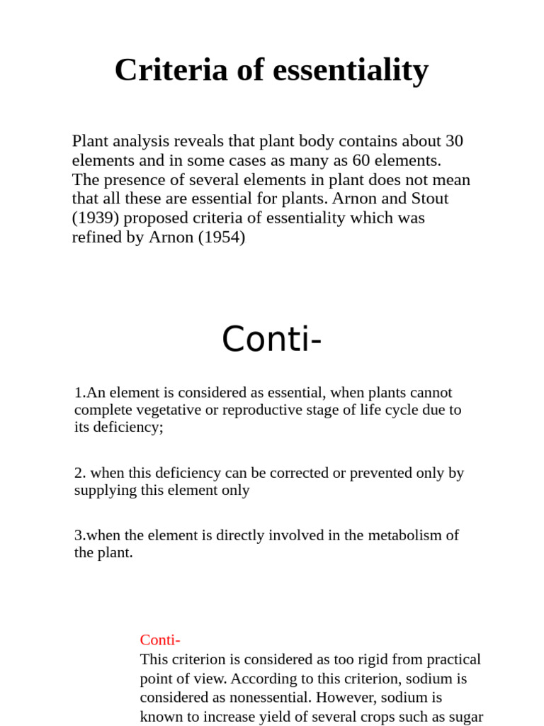 Criteria of Essentiality Unit1 | PDF | Plant Nutrition | Soil