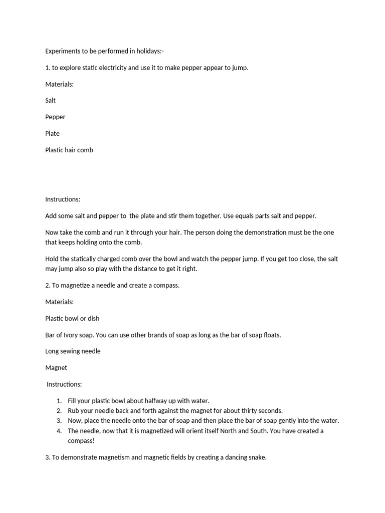 Holiday Homework For Class 6 | PDF