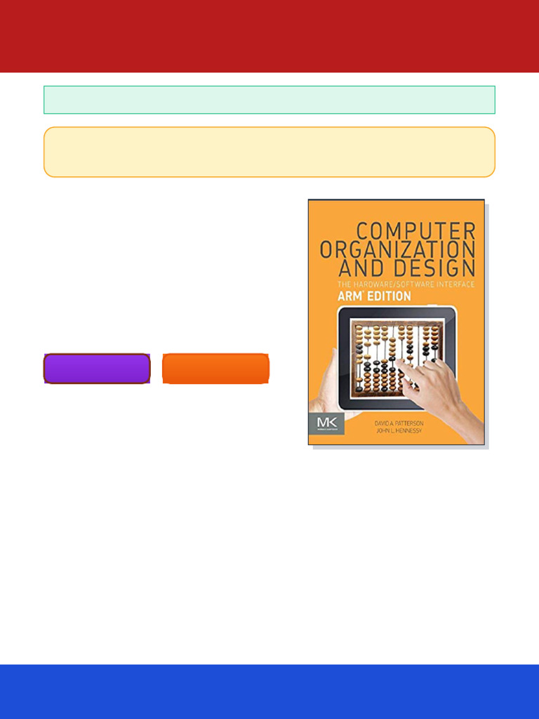(eBook PDF) Computer Organization and Design ARM Edition: The Hardware ...