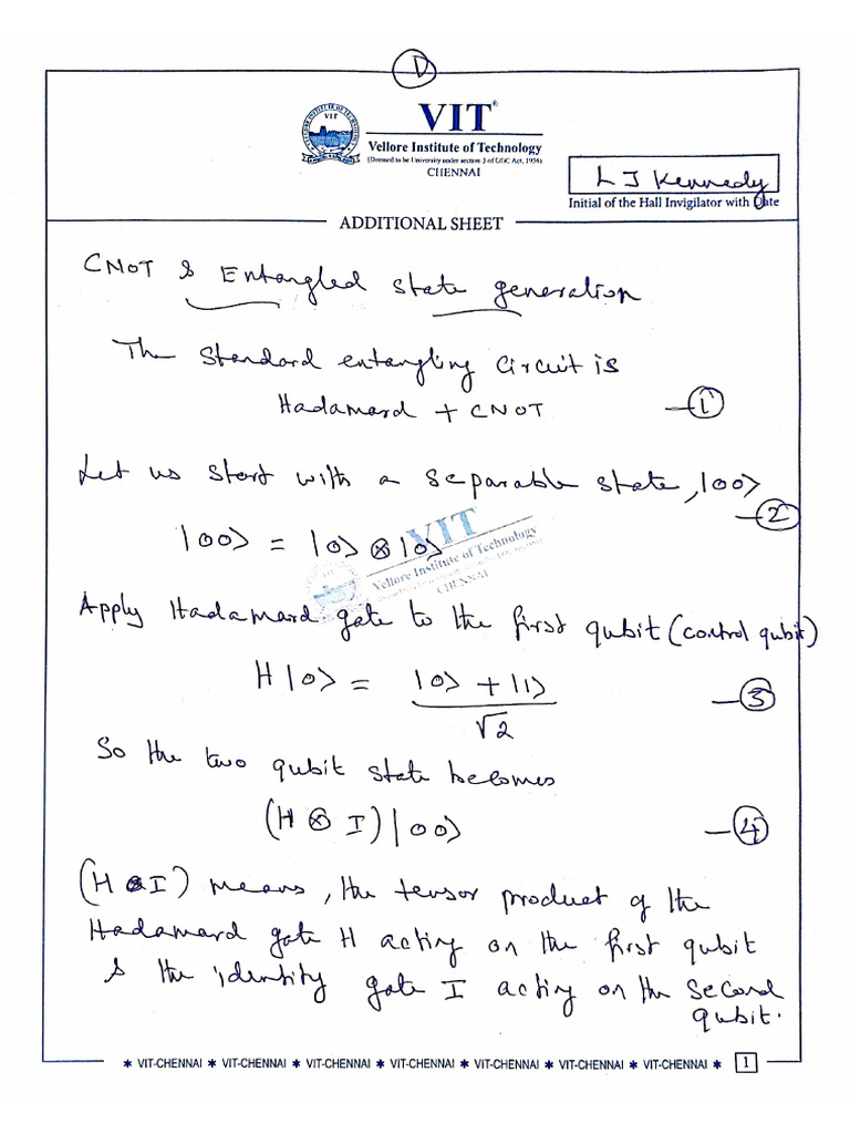 CNOT and Entanglement State Generation-1 | PDF