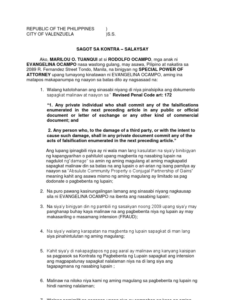 Counter Affidavit | PDF