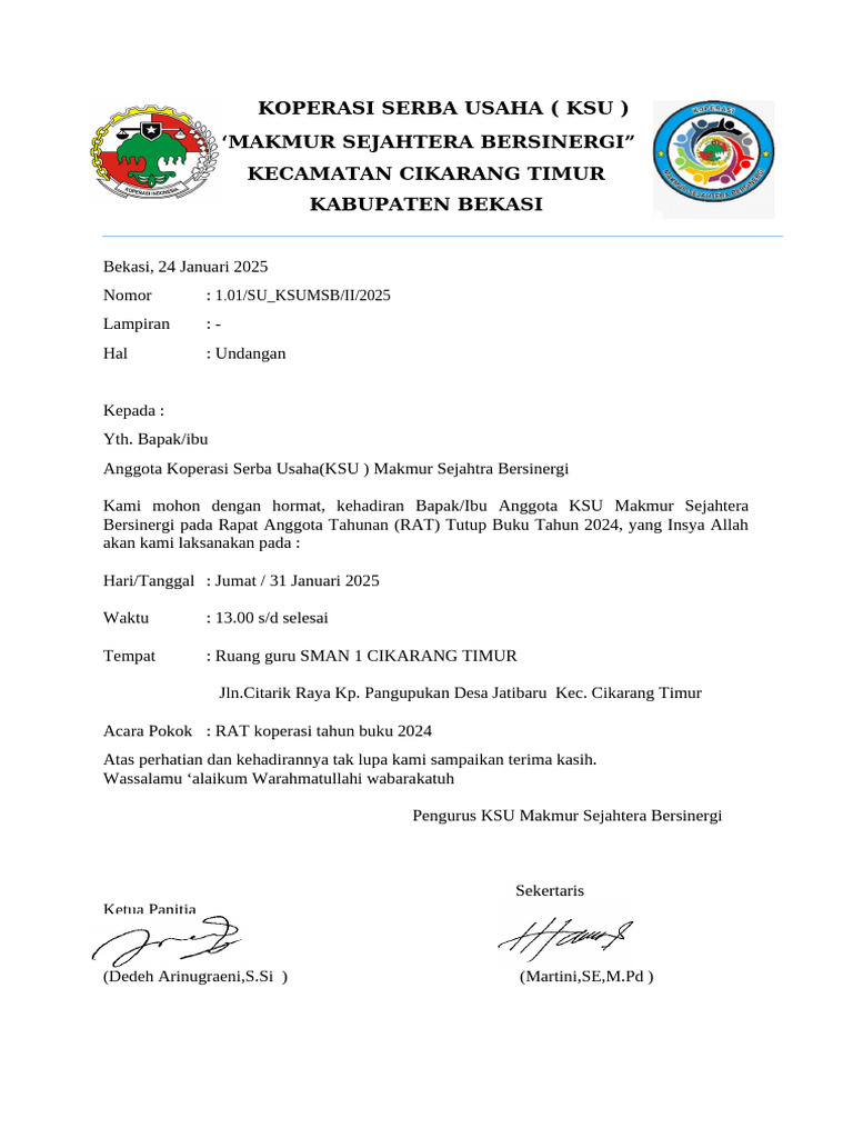 Surat Undangan Rat 2024 | PDF