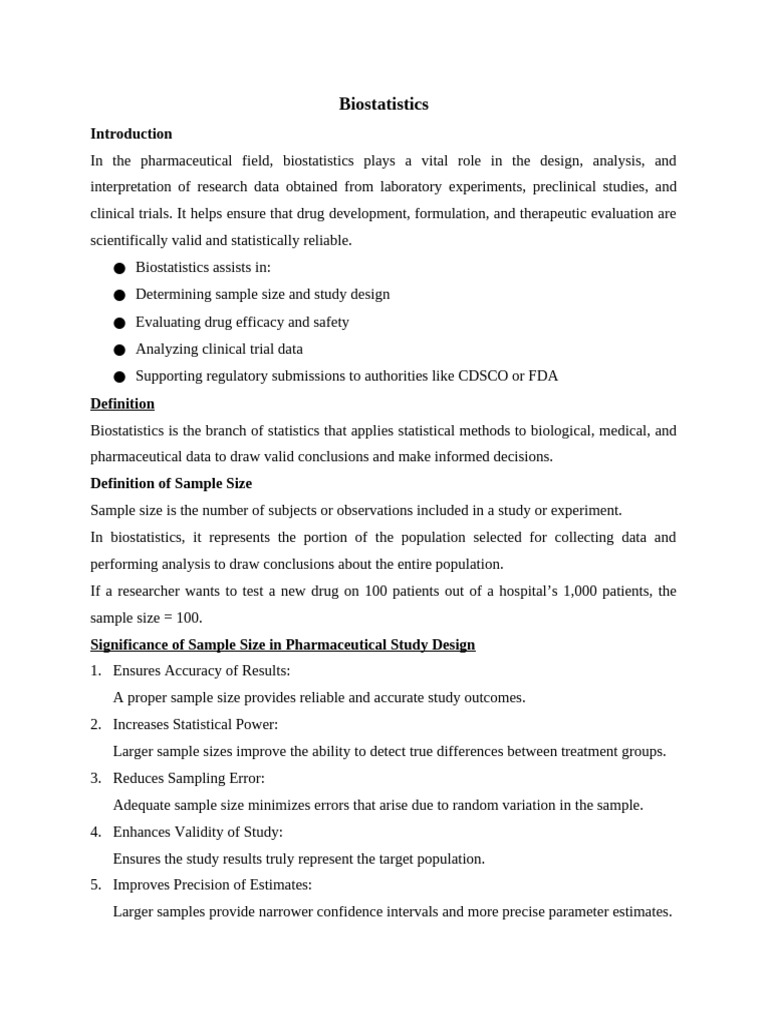 Biostatics (1) | PDF | Statistics | Sample Size Determination