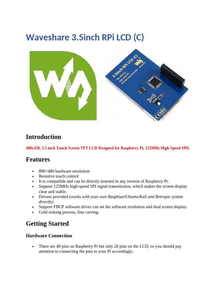 Waveshare 3.5inLCD | PDF | Computer Hardware | Computer Architecture