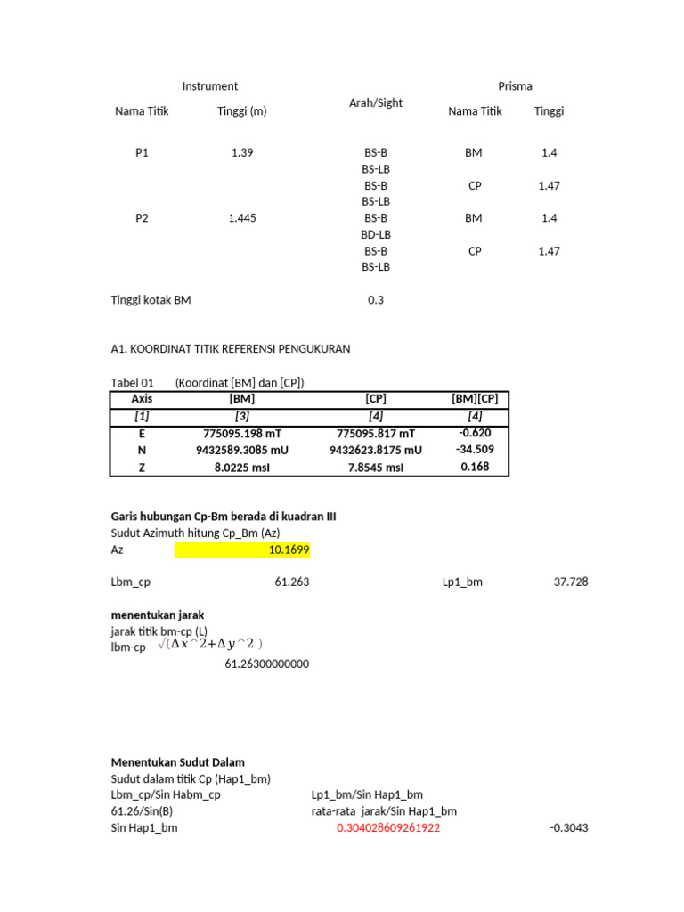 Resection Survey TKS - Data Asli | PDF