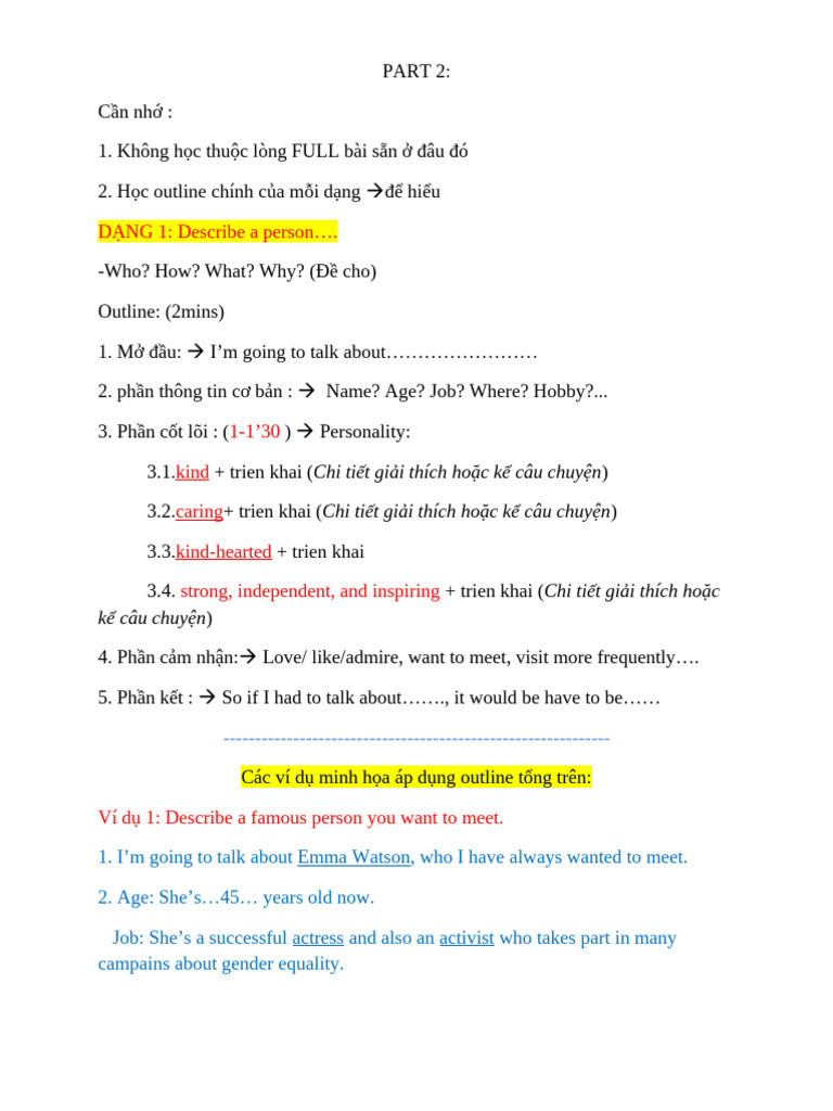 Outline for Describing a Person | PDF