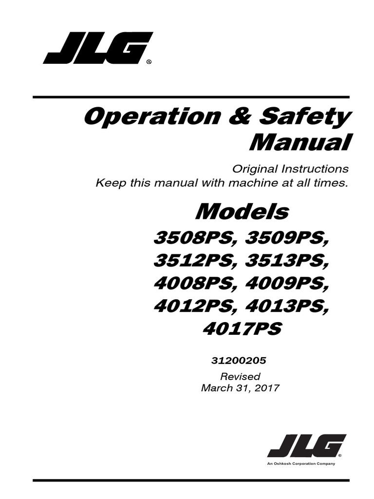 JLG 4017 OPS (1) | PDF | Safety | Leak