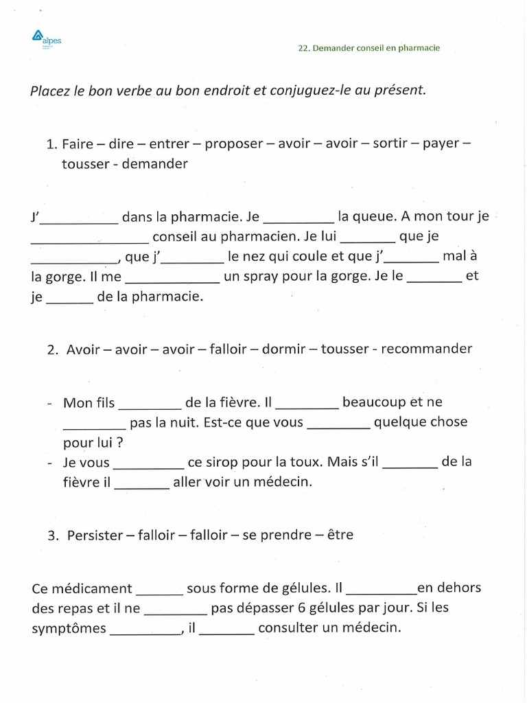 Phrases Et Conversations Pharmacie | PDF