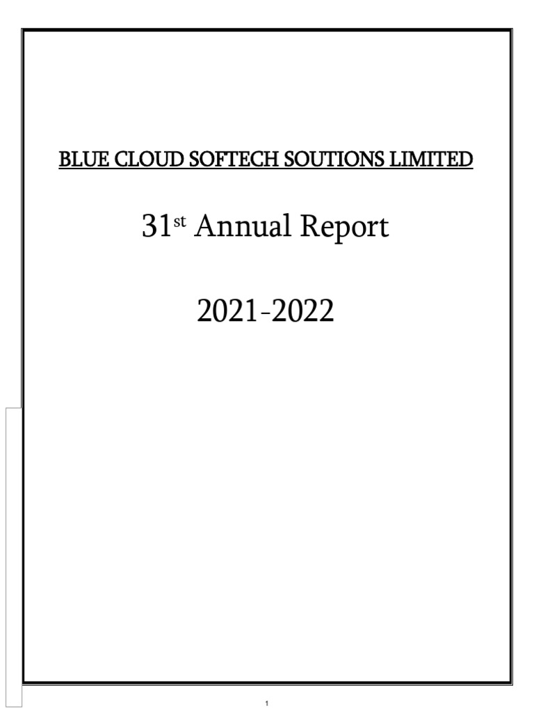 31st Annual Report of Blue Cloud Softech | PDF | Audit | Employment