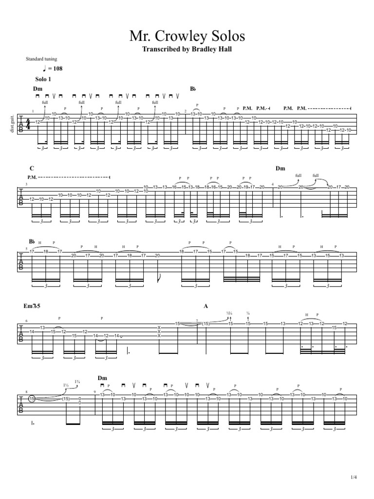 Mr. Crowley Guitar Solo Transcription | PDF