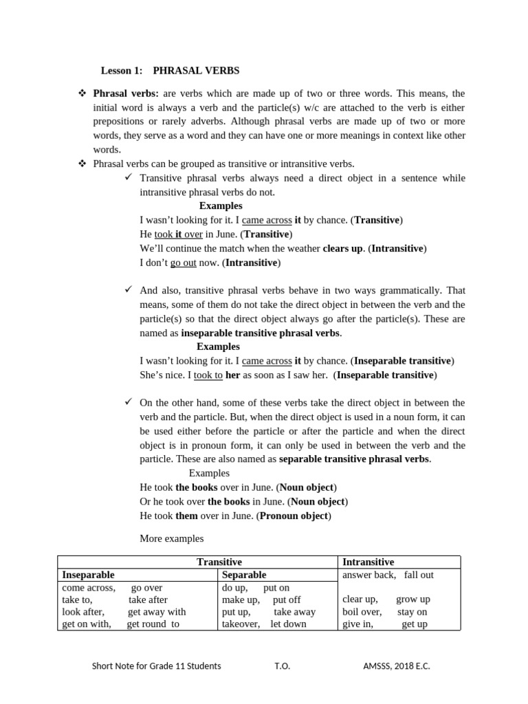 Understanding Phrasal Verbs and Tenses | PDF | Verb | Grammatical Tense