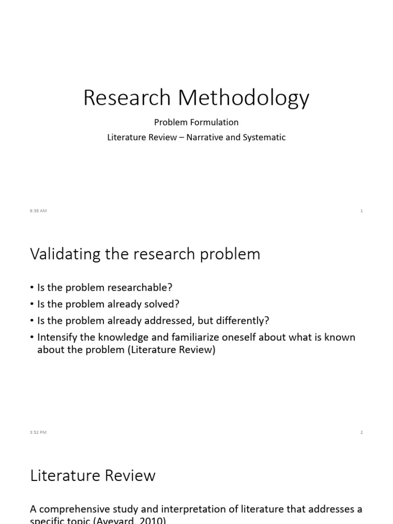 Problem Formulation and Literature Review | PDF | Systematic Review ...