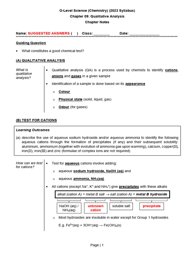 Ch 9 QA Notes (G3) 2024_(Student With Answers)_SUGGESTED ANSWERS | PDF ...