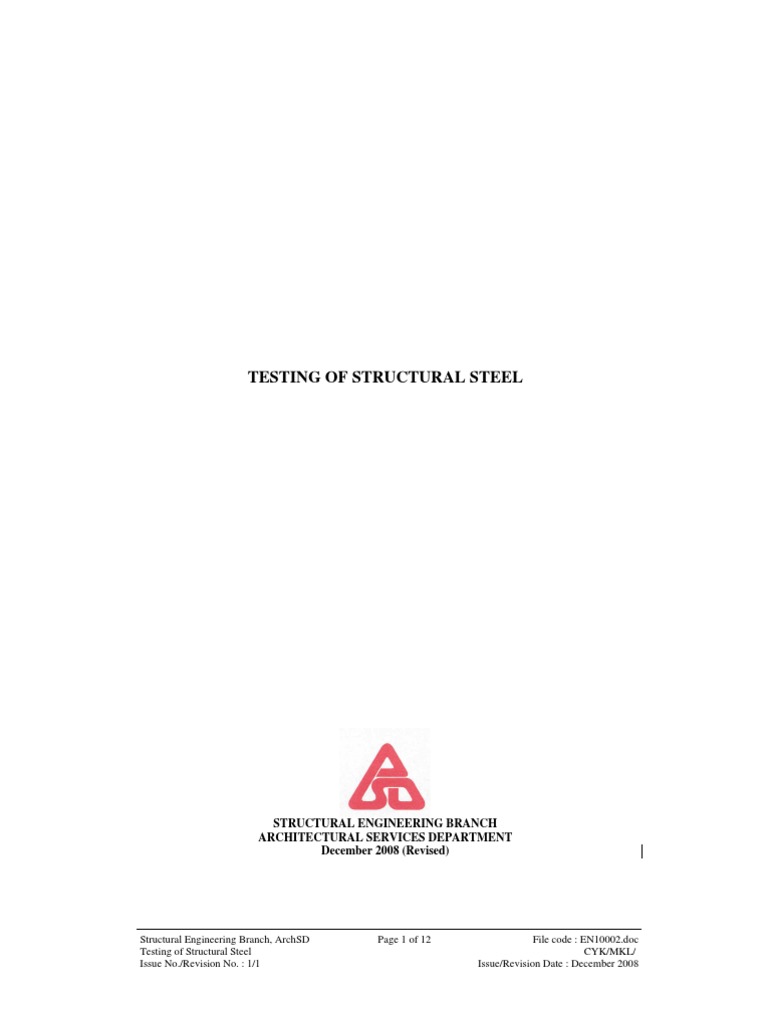 Structural Steel Testing Standards Guide | PDF | Yield (Engineering ...