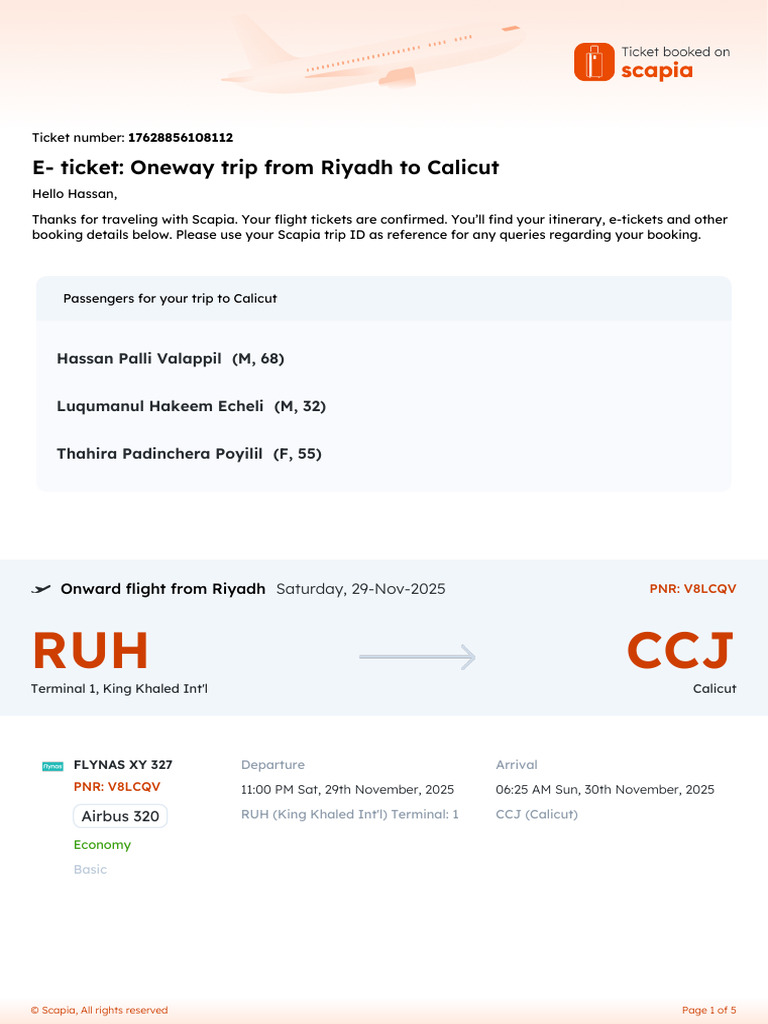 Scapia Flight Confirmation (1) (1) | PDF | Transport | Civil Aviation