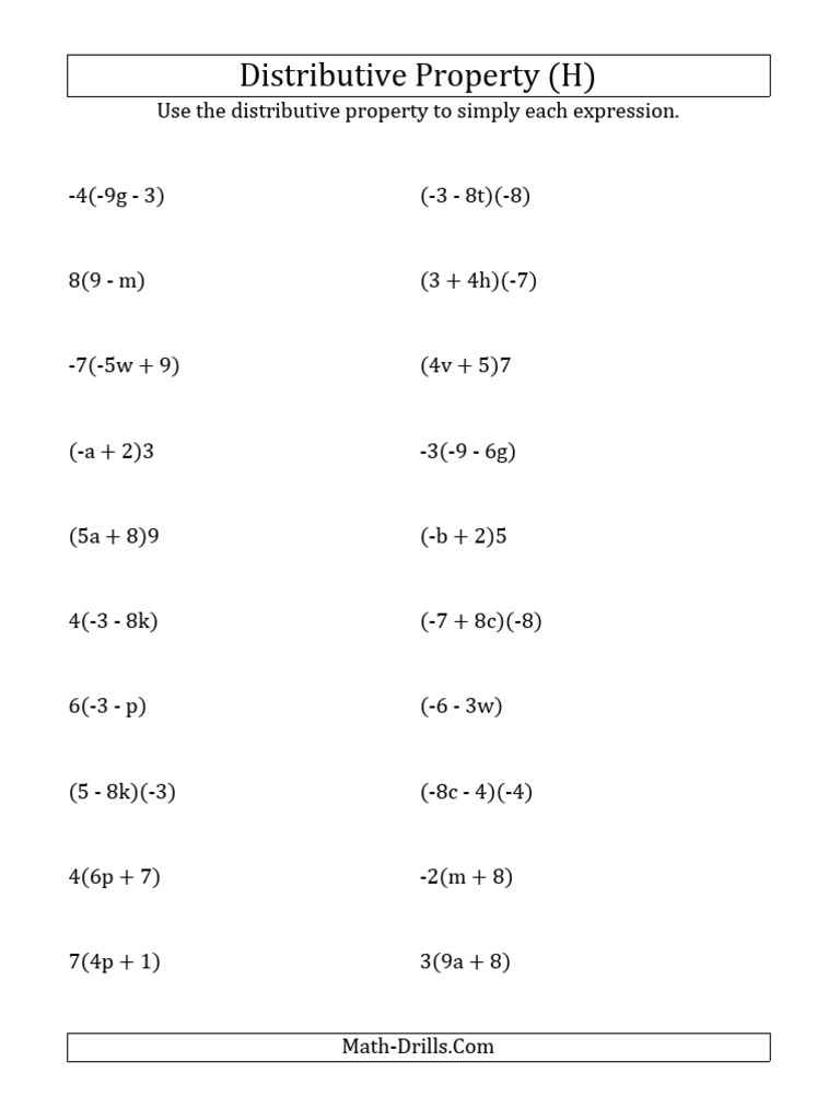 Distributive Property Practice Problems | PDF