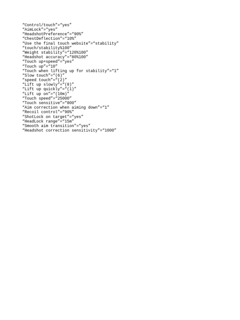 Aim and Touch Sensitivity Settings Guide | PDF