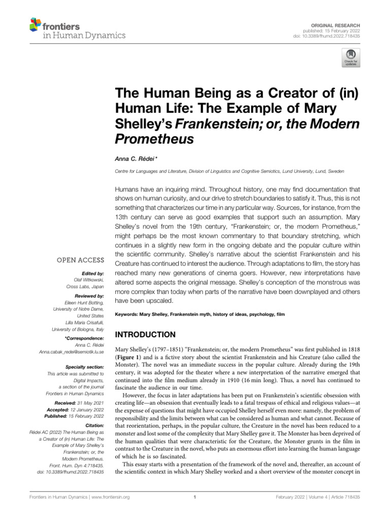 Analyzing Mary Shelley's Frankenstein | PDF | Frankenstein | Attachment ...