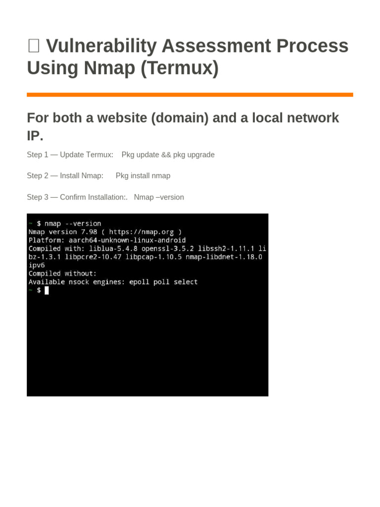 Nmap Vulnerability Assessment Guide | PDF
