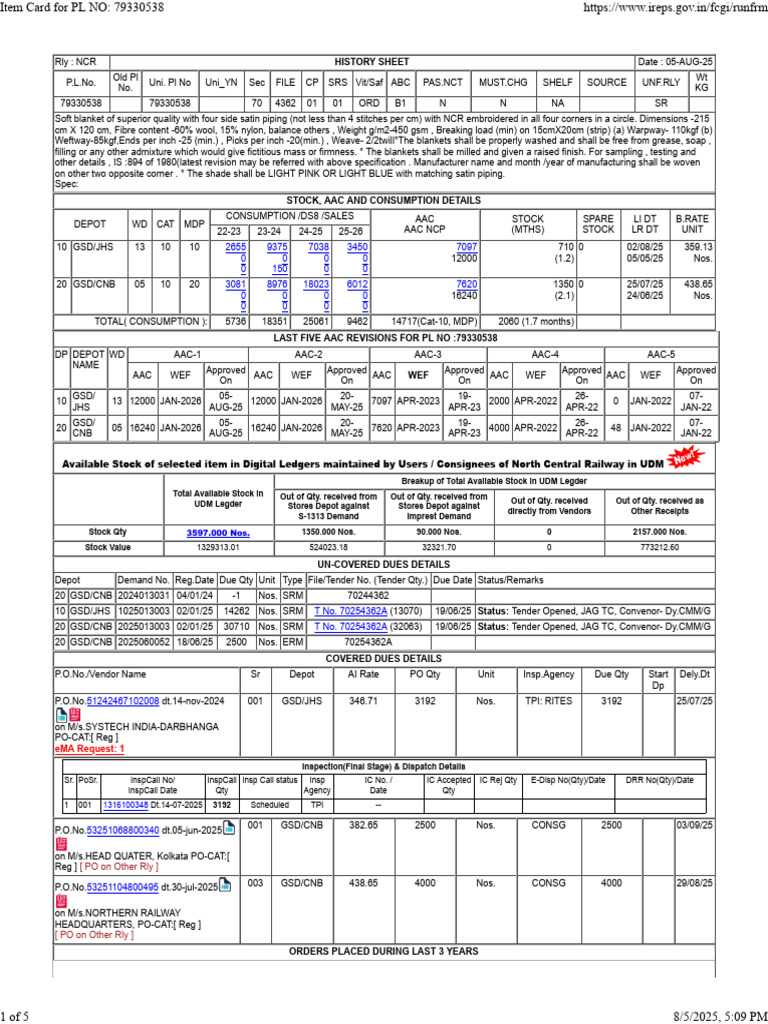 History Sheet Pl No 79330538 | PDF
