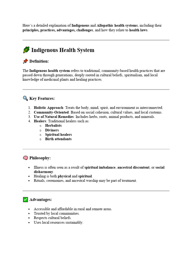 Indigenous vs. Allopathic Health Systems | PDF | Alternative Medicine ...