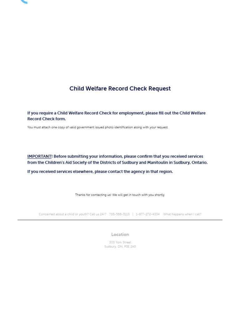 Child Welfare Record Check Request - CASDSM | PDF