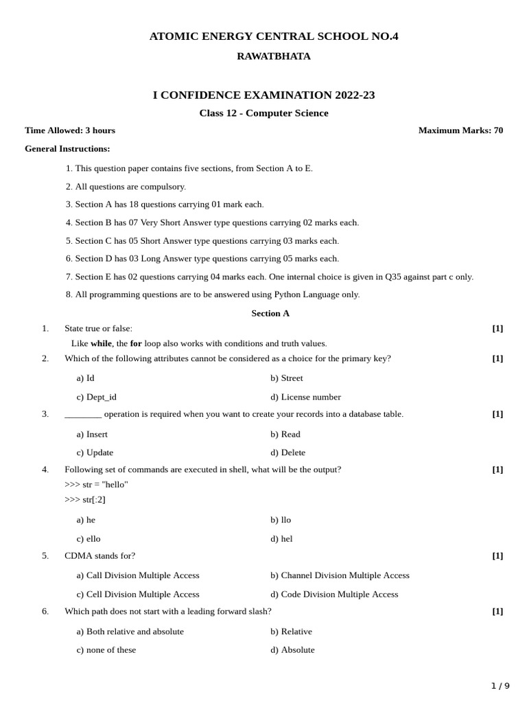 AECS-4-CS-QP | PDF | Parameter (Computer Programming) | Computing