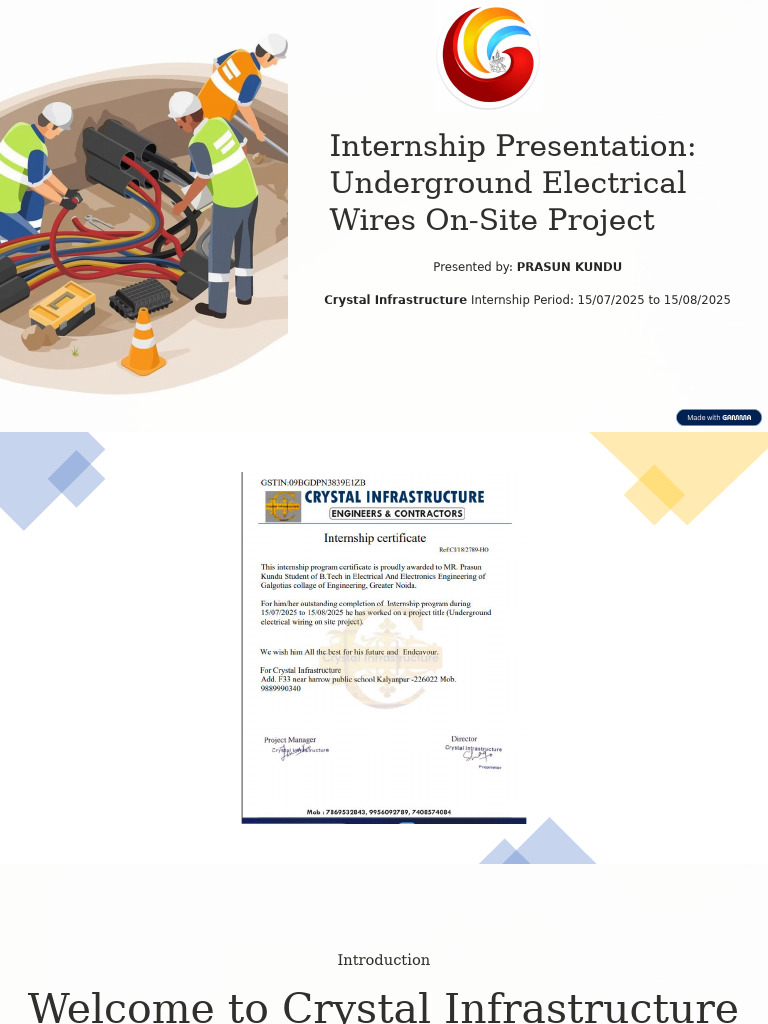 Internship Report Underground Electrical | PDF | Electrical Wiring ...