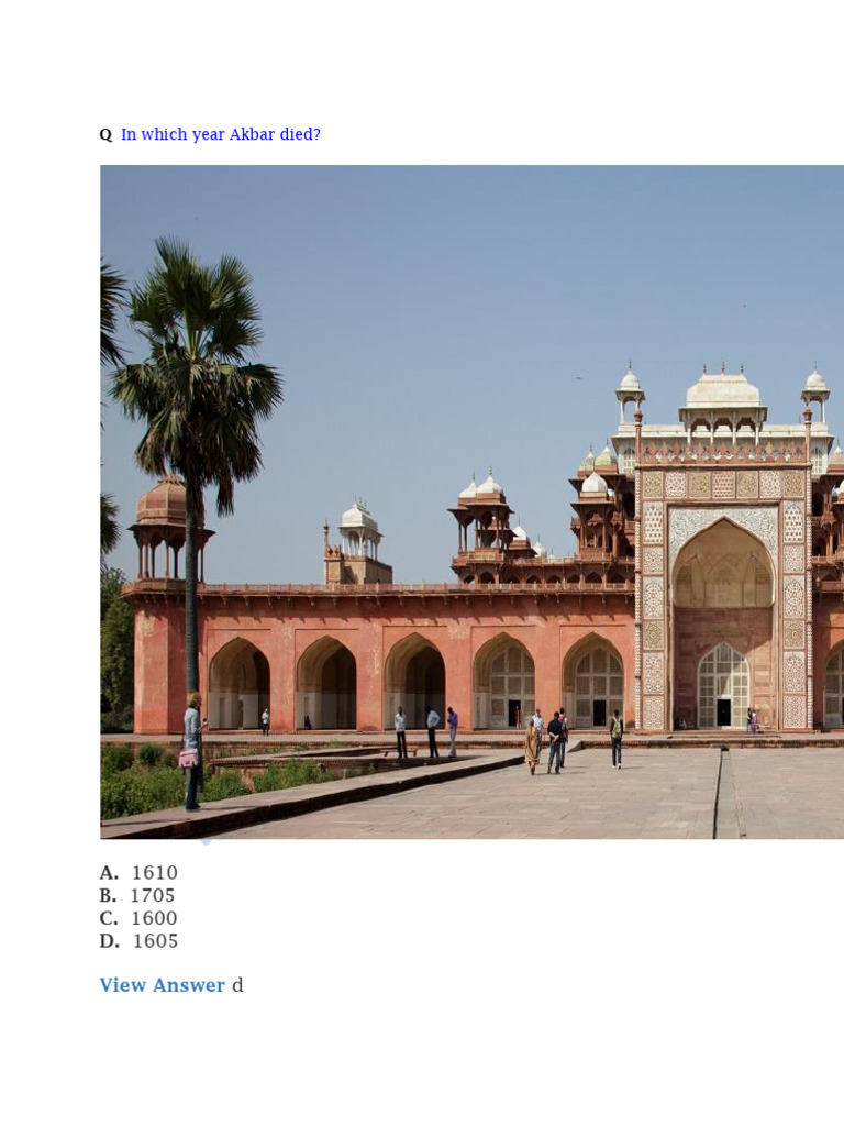 Mughal Empire Quiz Questions and Answers | PDF