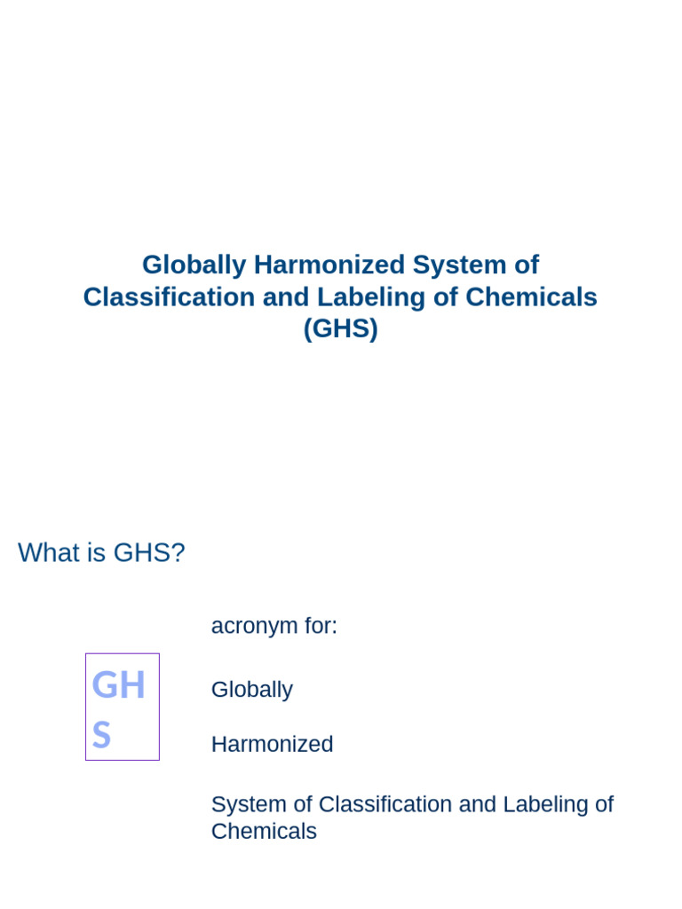 Globally Harmonized System of Classification and Labeling of Chemicals ...