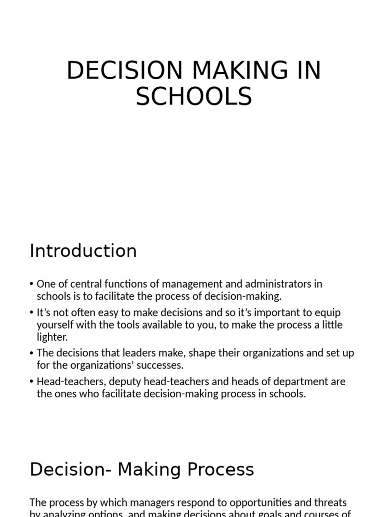Effective Decision-Making in Schools | PDF | Decision Making | Rationality