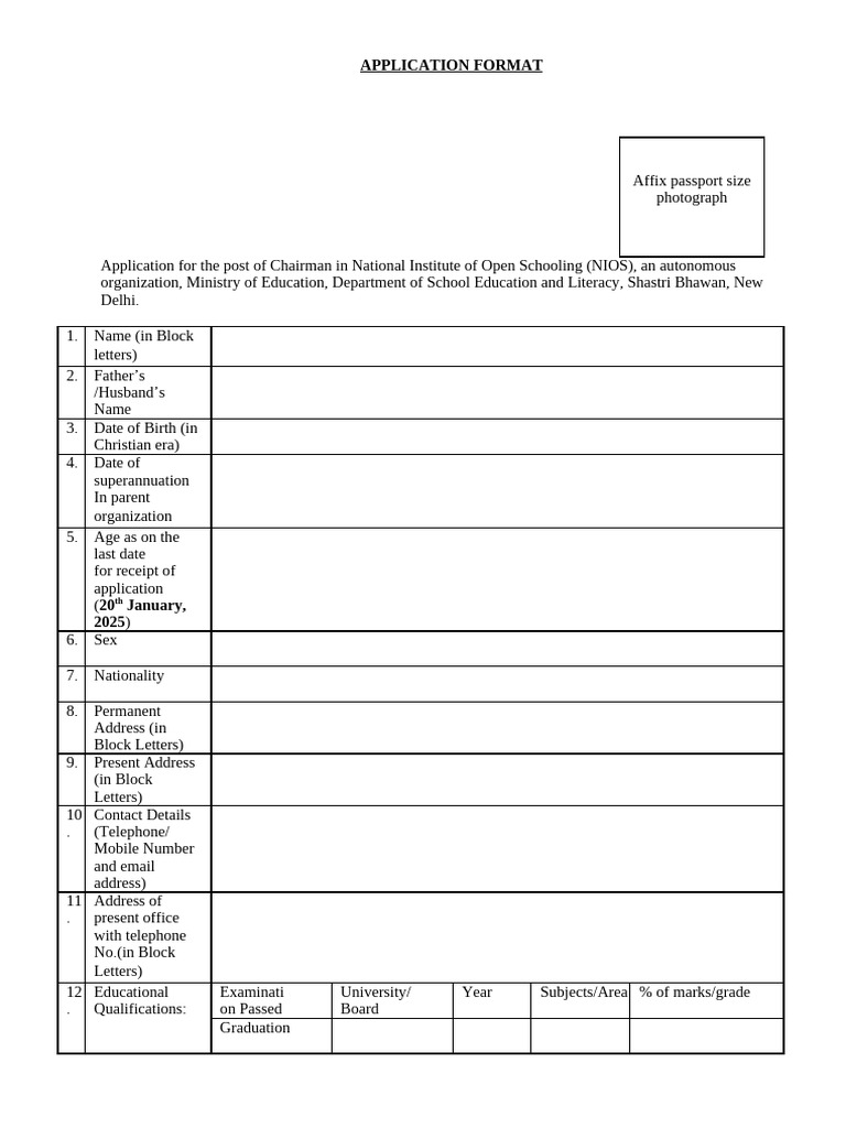 Application Format Word | PDF
