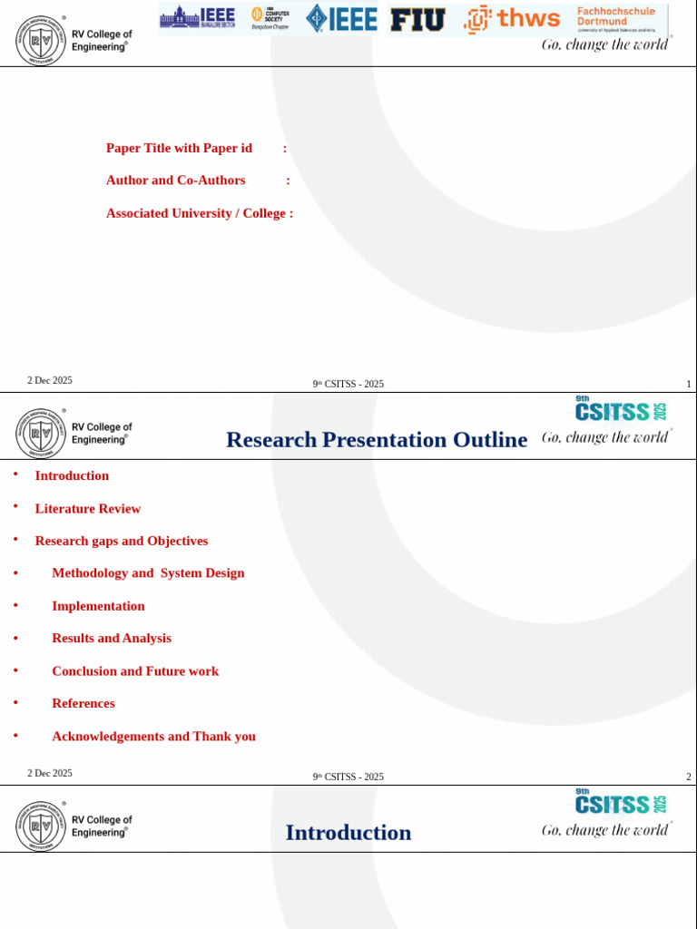 Research Presentation Outline for CSITSS 2025 | PDF