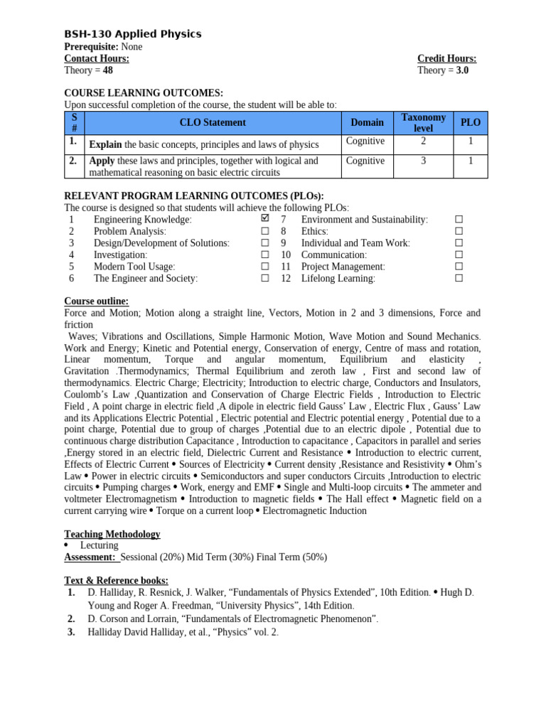 Applied Physics and Machine Learning (T+L) Course Contents | PDF ...