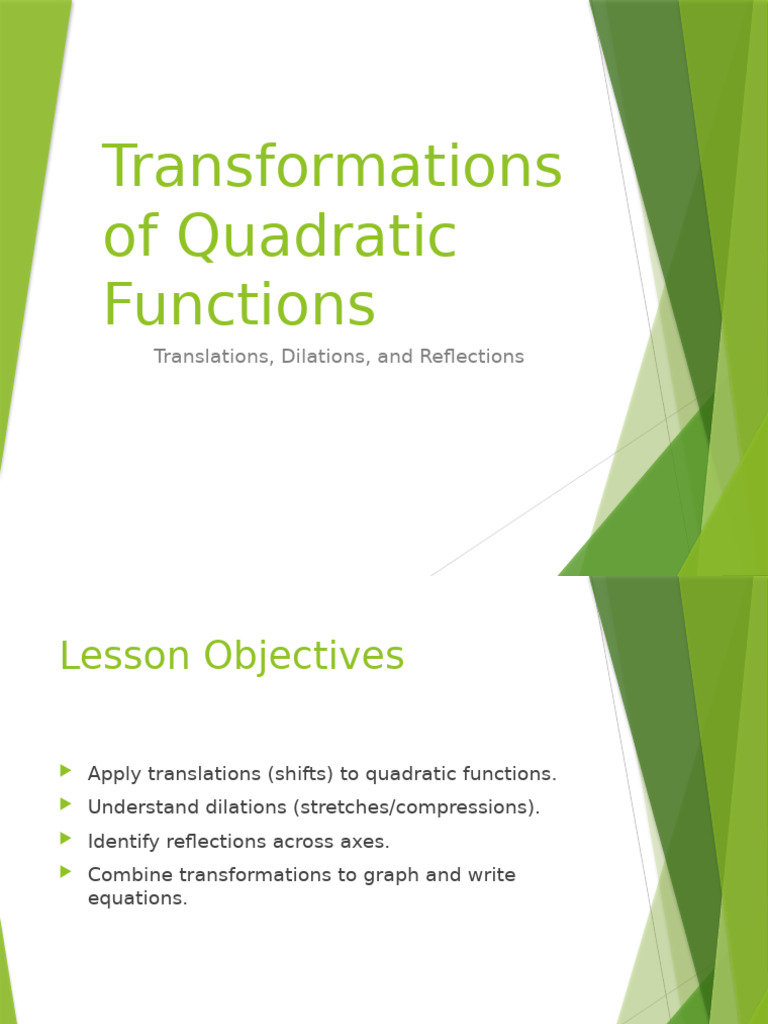 Transformations of Quadratic Functions Important | PDF
