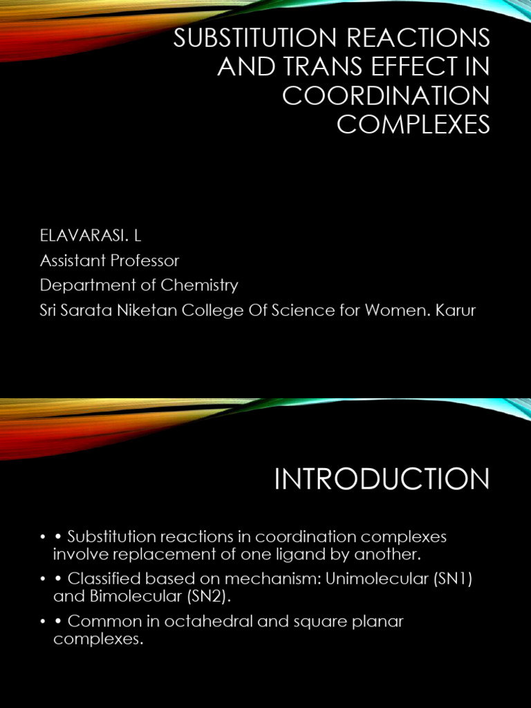 Substitution Reactions in Coordination Complexes | PDF | Coordination ...