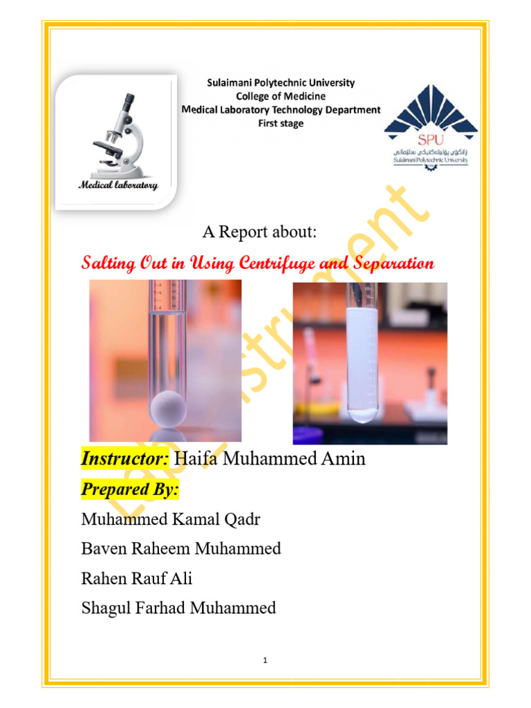 Salting Out with Centrifuge Guide | PDF | Precipitation (Chemistry ...