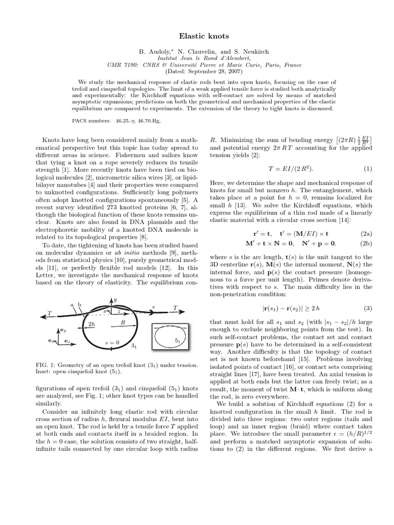 Elastic Knots | PDF | Elasticity (Physics) | Knot