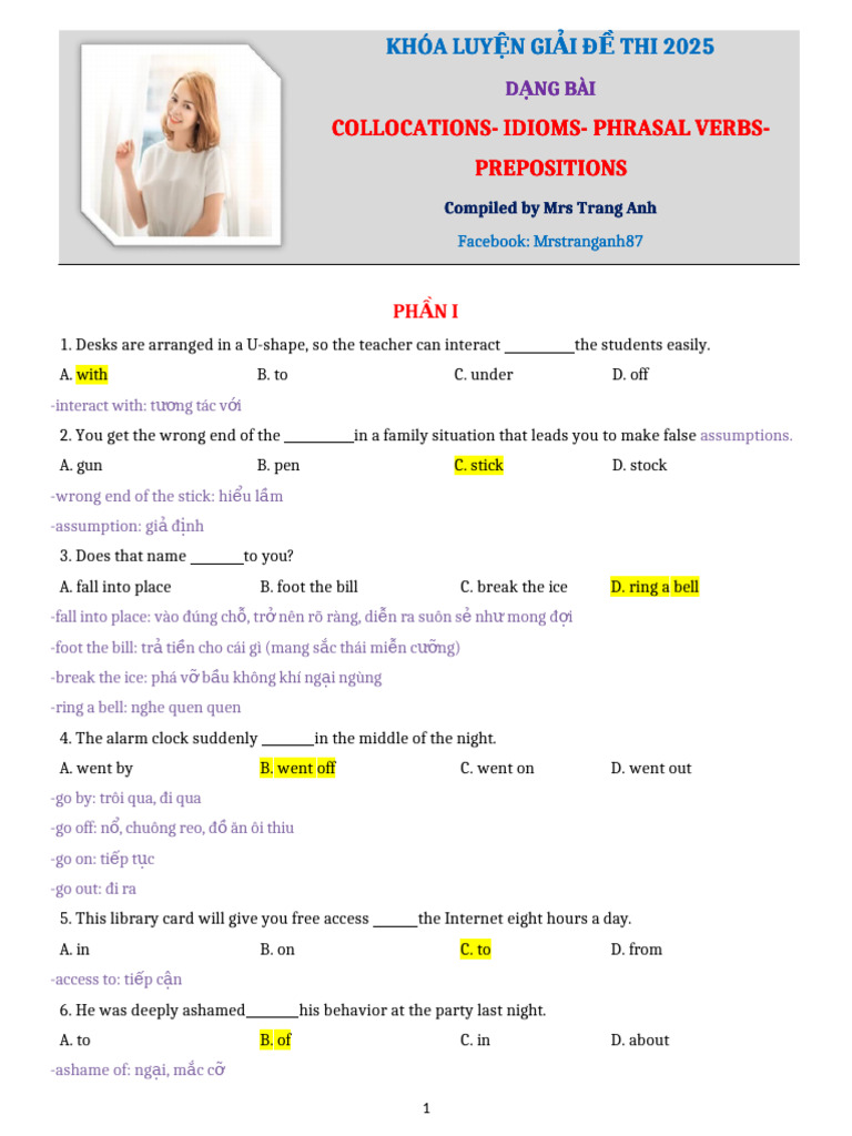 Collocations - Idioms - Phrasal Verbs - Prepositions | PDF