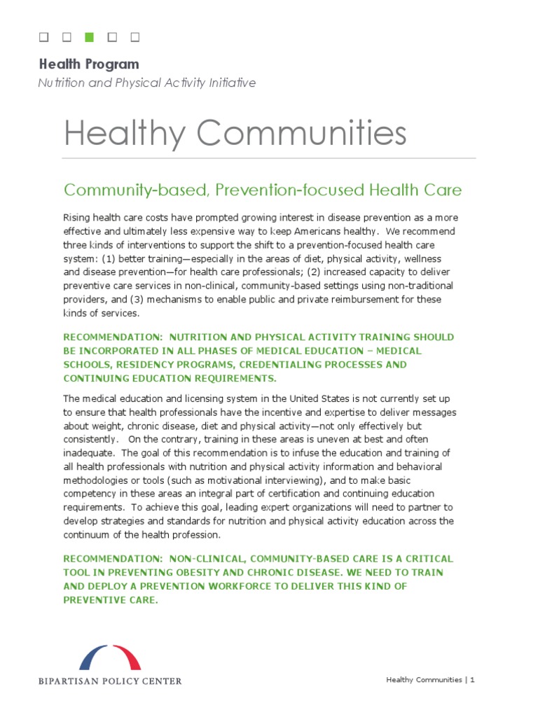 Healthy Communities: Community-Based, Prevention-Focused Health Care ...
