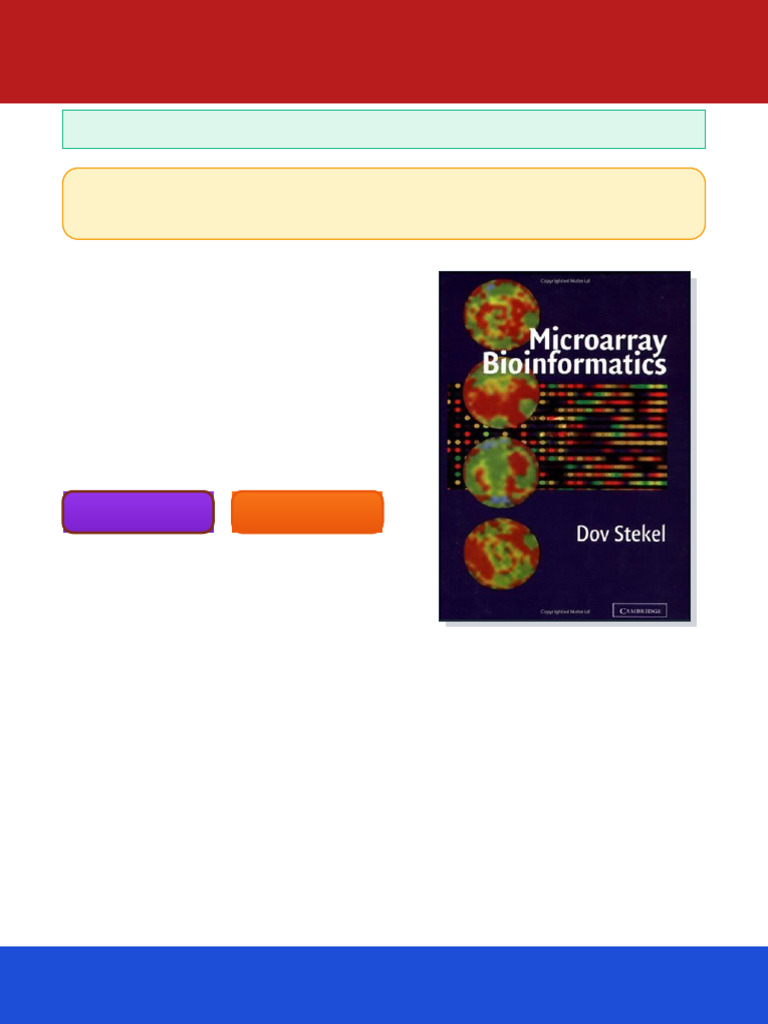 Microarray Bioinformatics 1st Edition Dov Stekel ebook zero wait 2025 ...