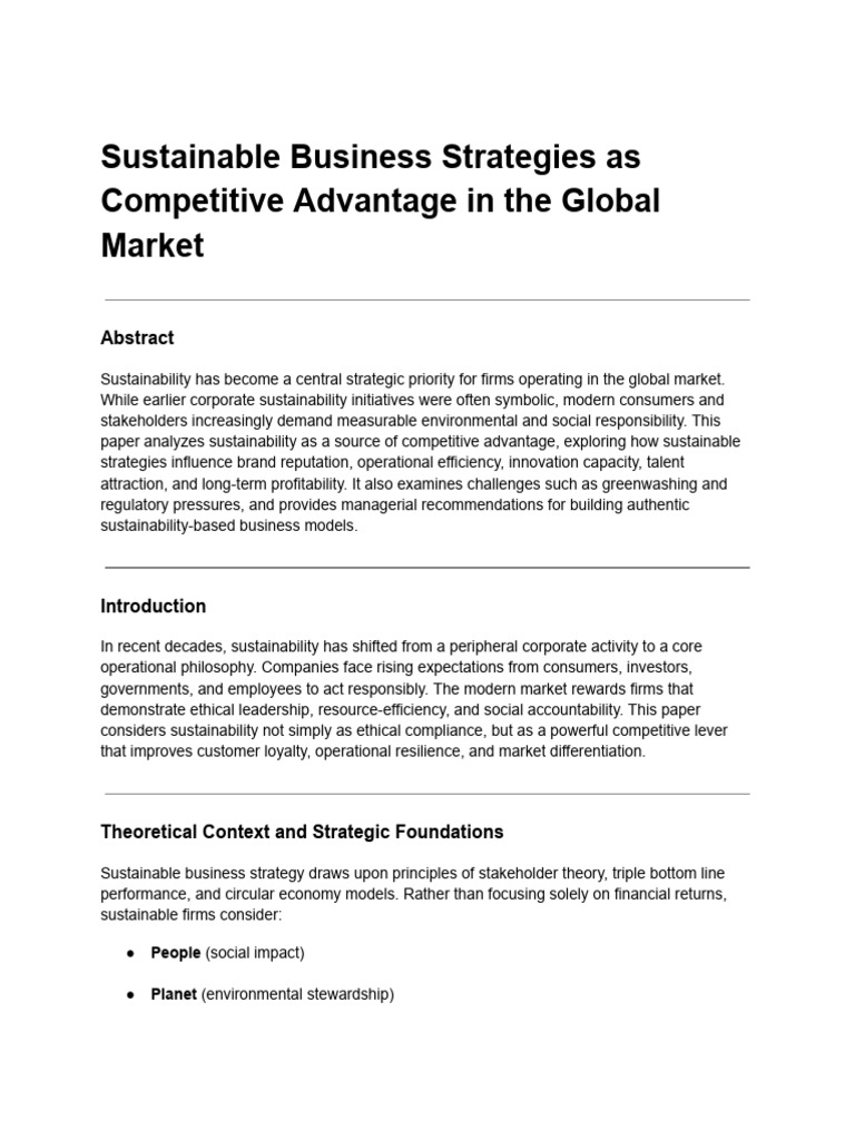 Sustainable Strategies for Competitive Edge | PDF | Sustainability ...