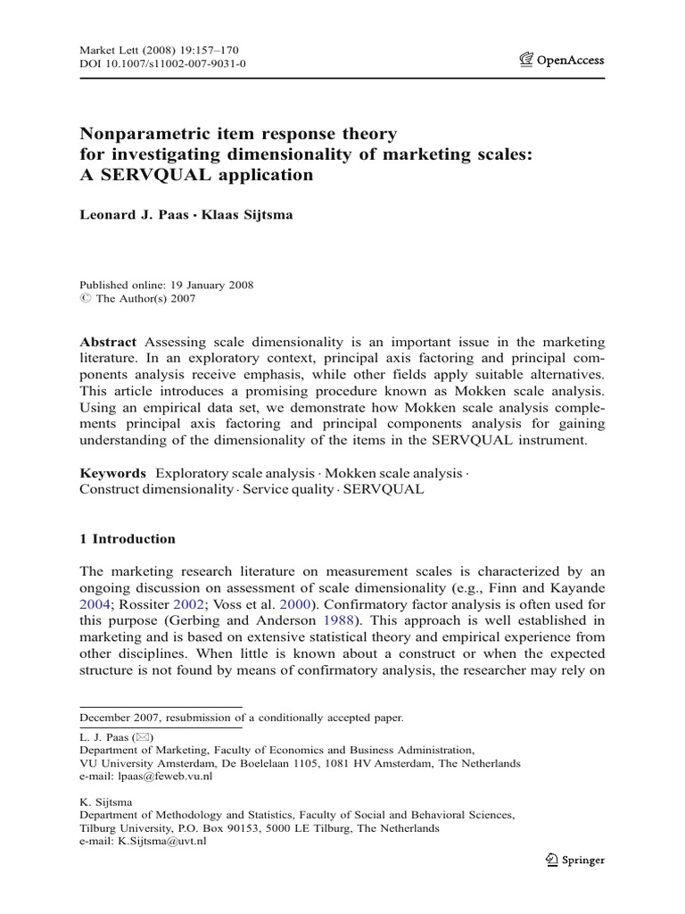 Nonparametric Item Response Theory For Investigating Dimensionality of ...