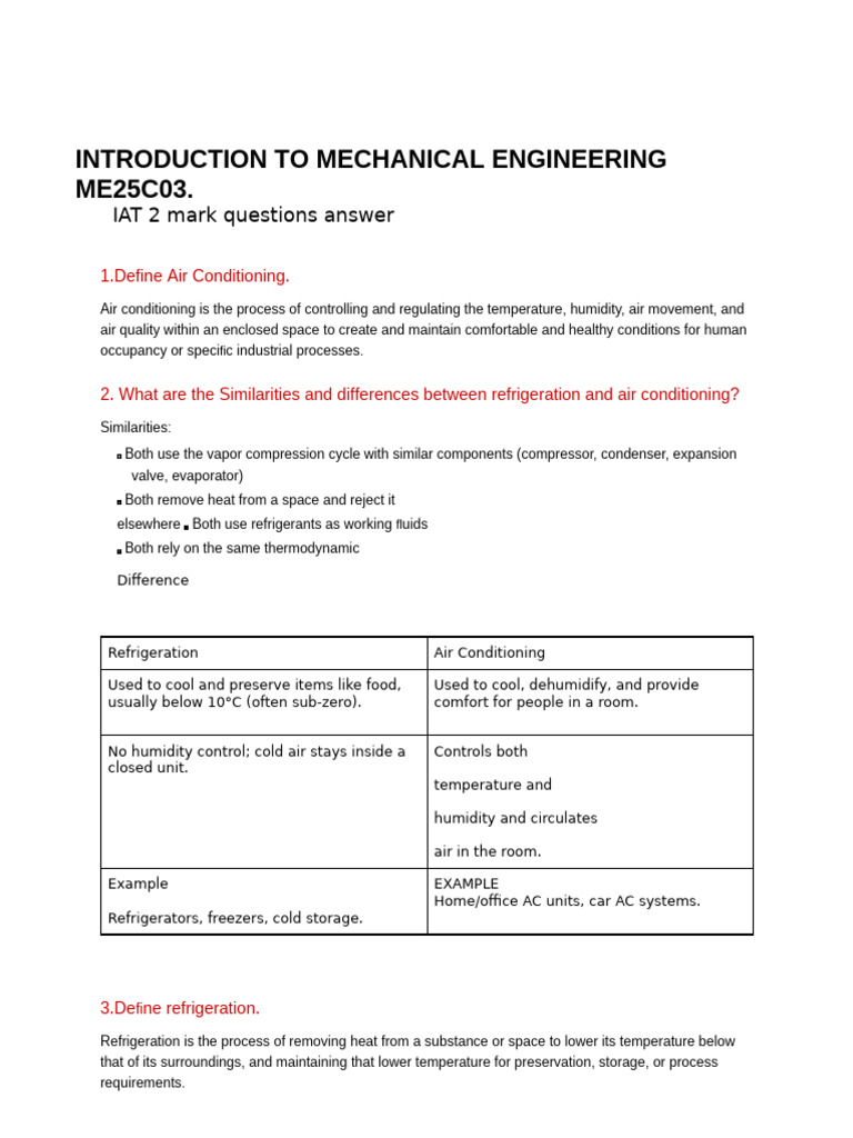 Mechanical Engineering Basics and Concepts | PDF | Air Conditioning ...