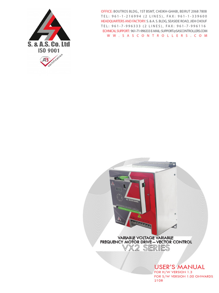 VX2 Series VVVF Motor Drive Manual | PDF | Electric Motor | Computing